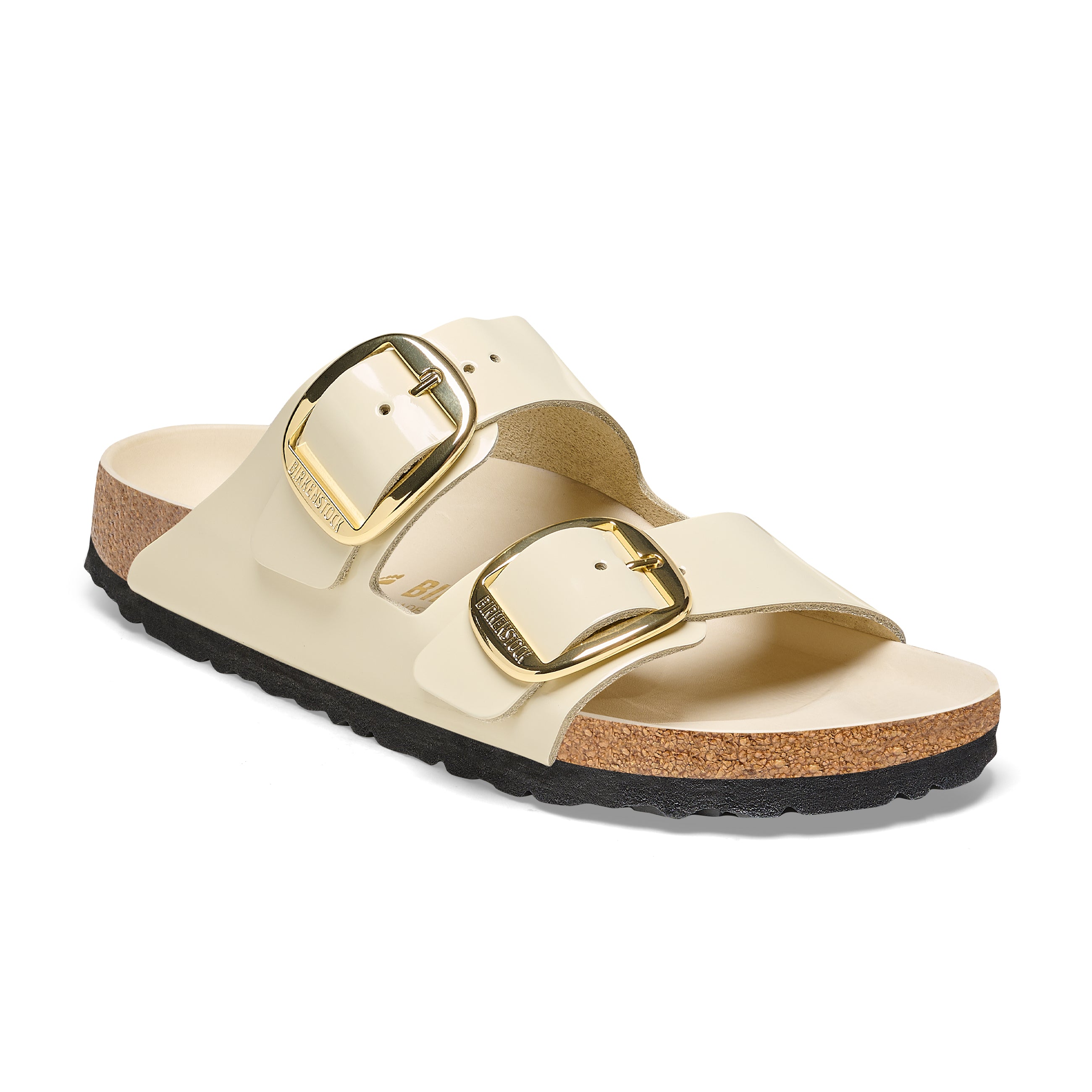 Birkenstock Arizona Big Buckle High Shine Ecru Natural Leather Patent