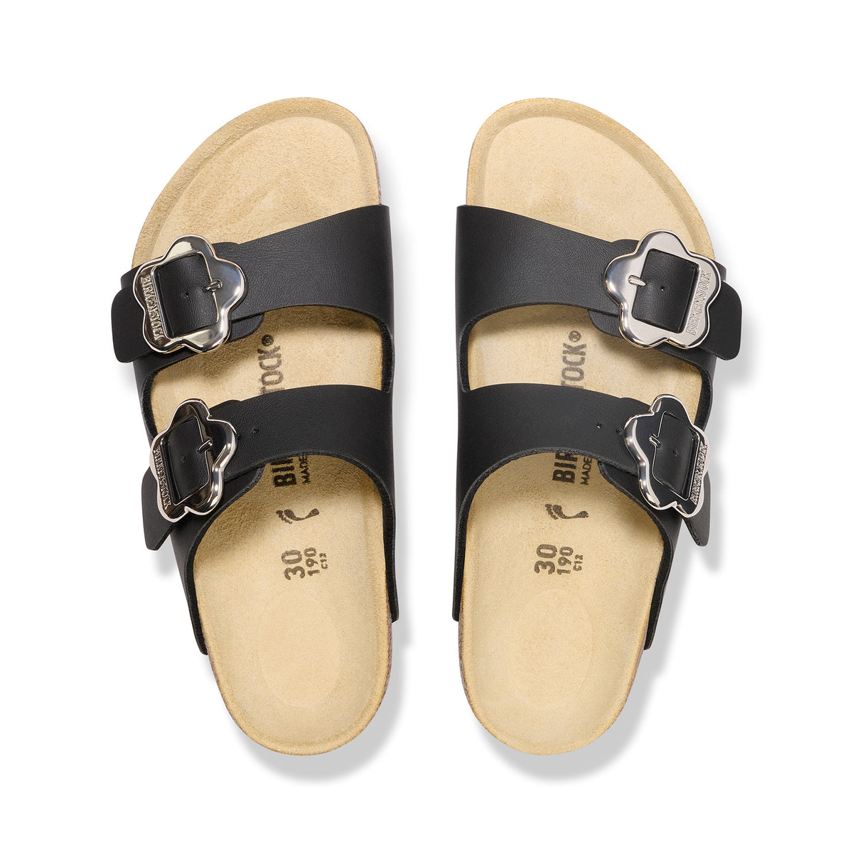 Birkenstock Arizona Kids Flower Buckle Black Birko-Flor