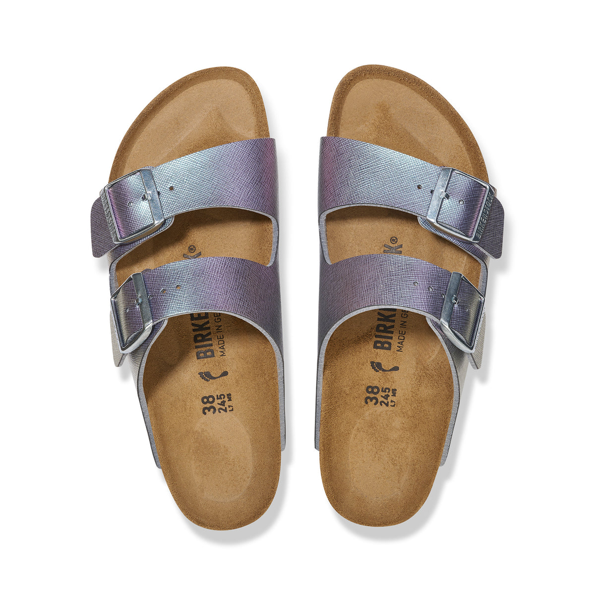 Birkenstock Arizona Saffiano Iridescent Viola Embossed Birko-Flor