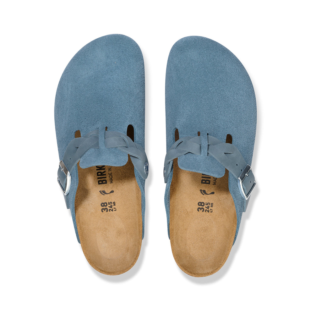 Birkenstock Boston Braided Elemental Blue Suede Leather